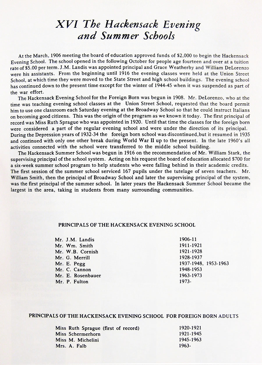 Historical Record of Hackensack Public Schools